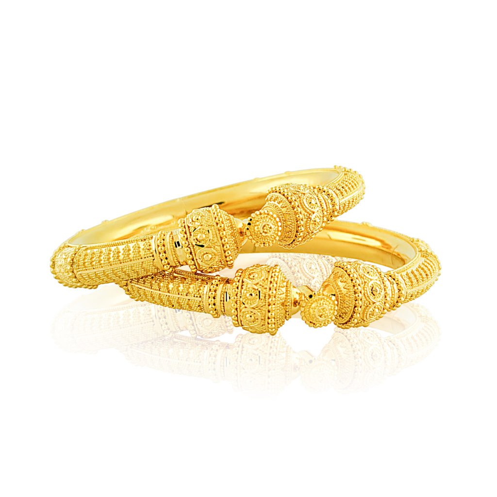 22k Rounded Screw Bangles 97.36g | OM Jewellers